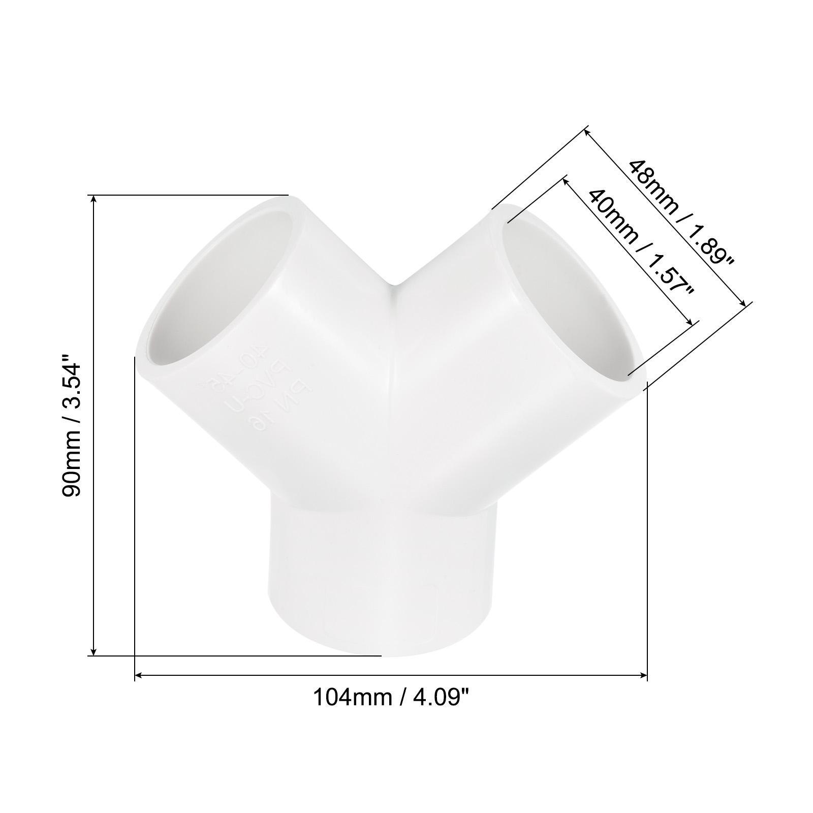 40mm PVC Pipe Fittings 3 Way Y Shape Water Joint Connectors Adapters ...