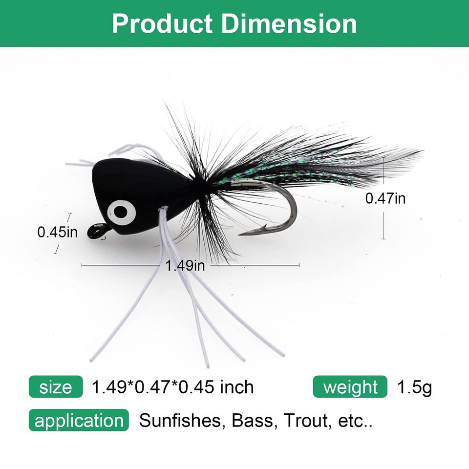 10 Pcs Fly Fishing Poppers Fishing Lures for Fly Fishing Bass Panfish ...