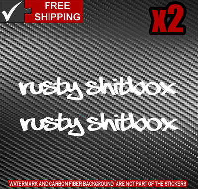 Rusty SHITBOX x2 Vinyl Decal Sticker Lowered JDM KDM EURO Truck Car SUV ...