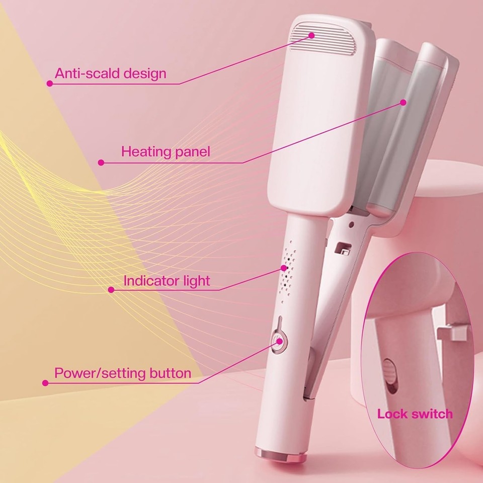 Mayhug Hair Waver, 3 Barrel Hair Waver Crimper, 32MM Deep Waver Curling ...