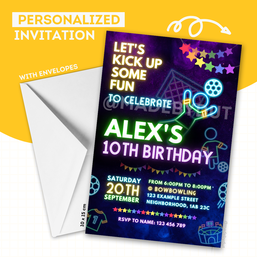 Neon Girl Birthday Invitation Custom Customize 151+ Neon Party