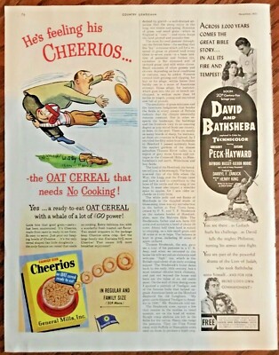 Cheerios cereal print ad 1951 original vintage retro art 1950s William ...