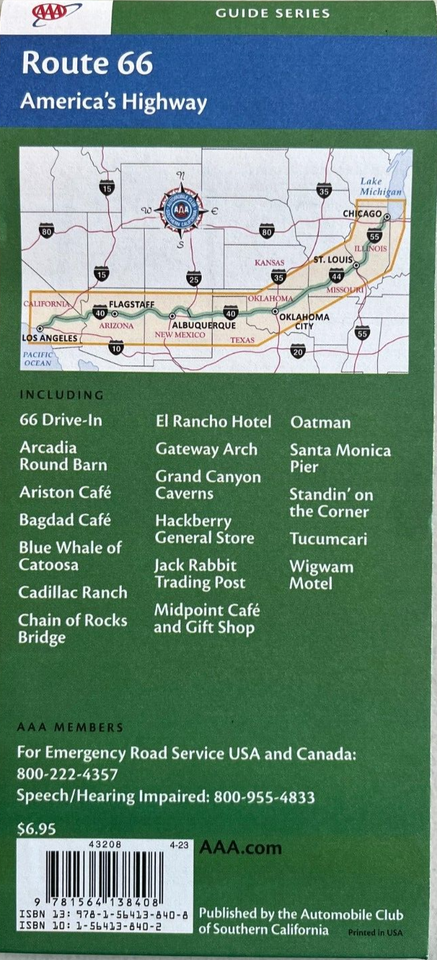 Newest AAA ROUTE 66 - AMERICA'S HIGHWAY ROAD MAP The Mother Road LATEST ...