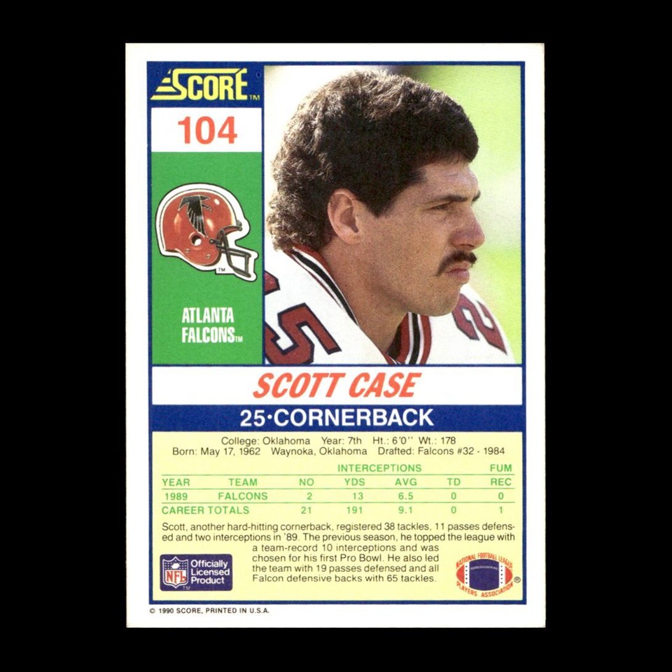 Scott Case 1990 Score Atlanta Falcons #104 Set Break GM | eBay