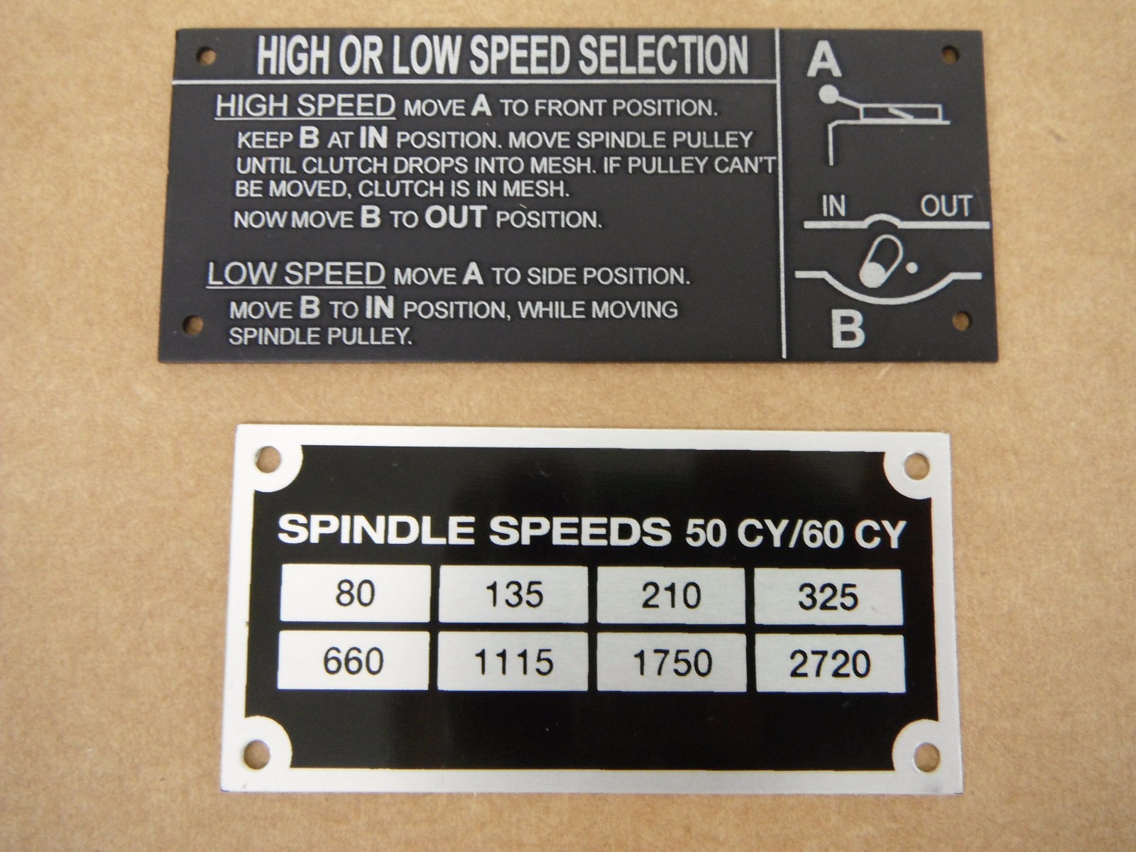 Bridgeport STEP PULLEY mill HI LOW RANGE NAME PLATE 1192835 M1074 with ...