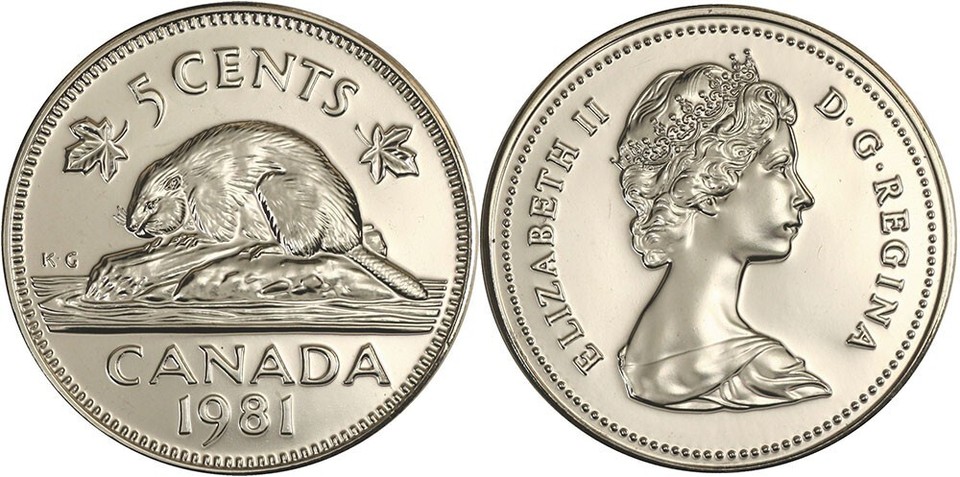 1981 Canada Nickel, Circulated 5 Cents Canadian Beaver Money Coin Queen ...