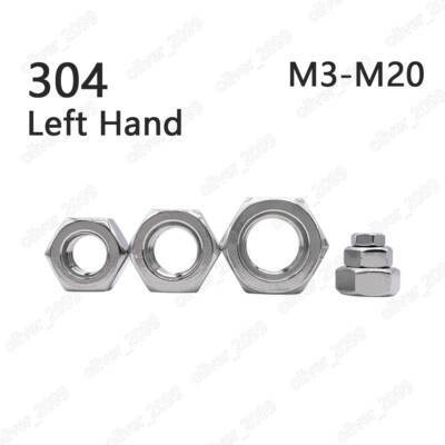 304 Stainless Steel DIN934 Hexagon Nuts Hex Nut Left Hand Thread M3 M4 ...