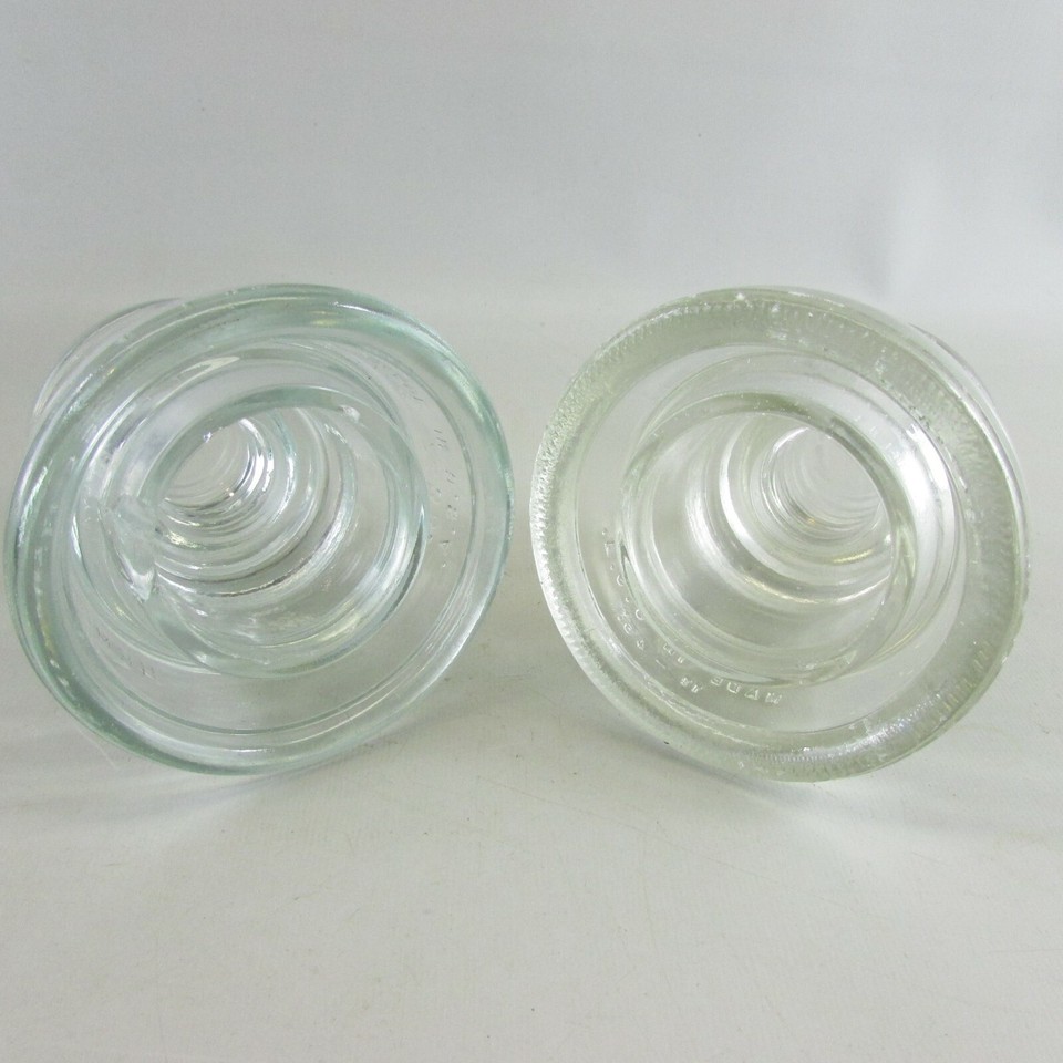 Lot of 2 Hemingray 45 Clear Glass insulators railroad | MANY AVAILABLE ...