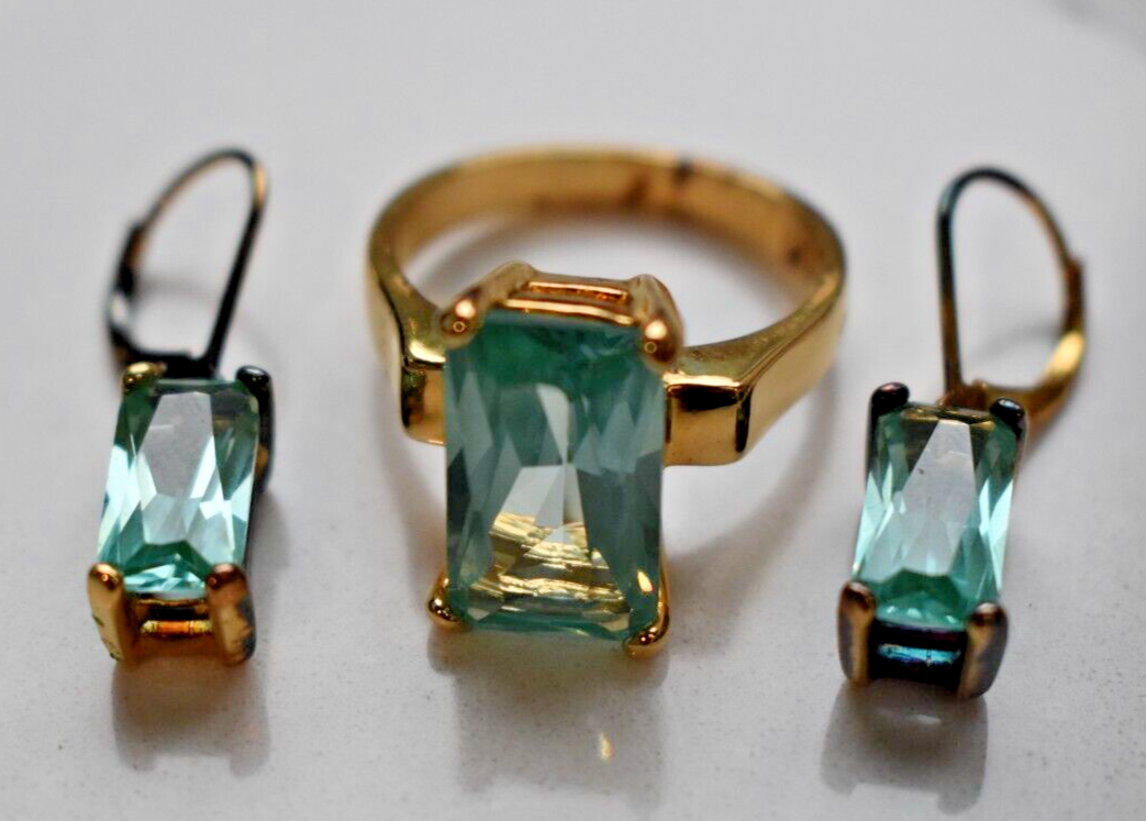 Technibond Sterling Silver 925 with Gold Vermeil Aquamarine Ring ...