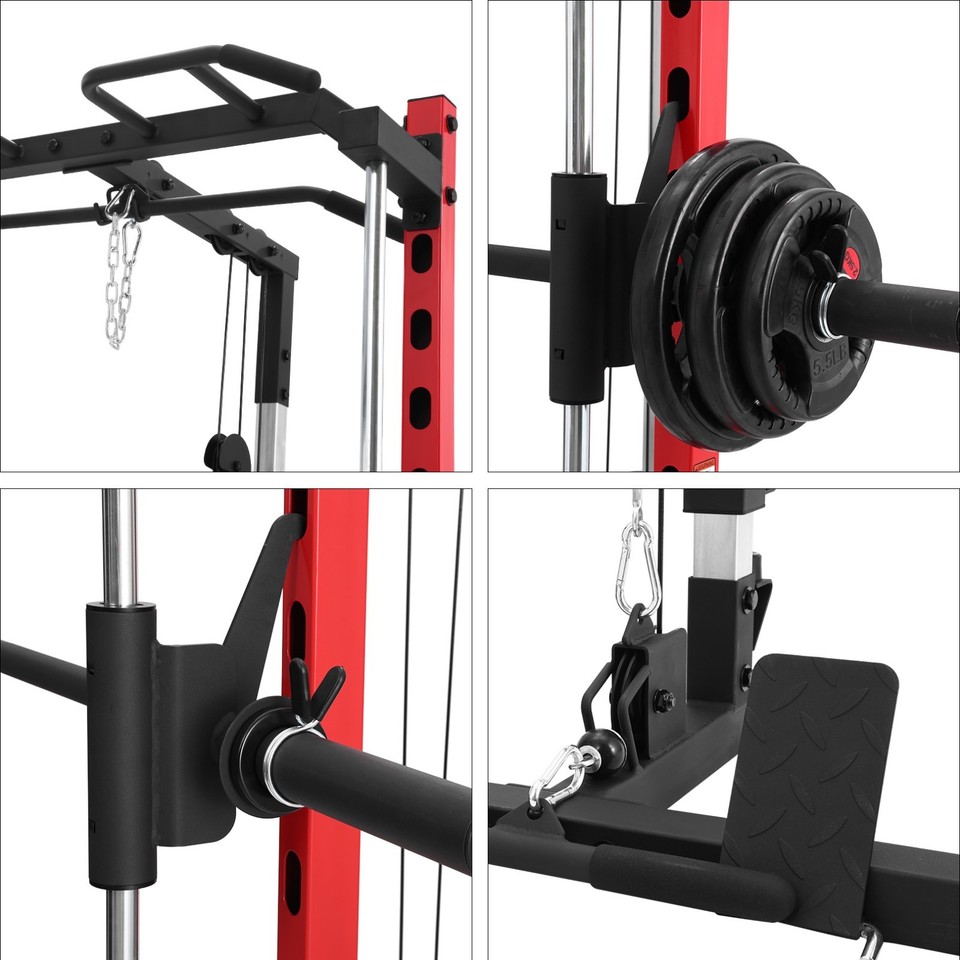 All-in-One Smith Machine with LAT-Pull Down System and Barbell Bar For ...