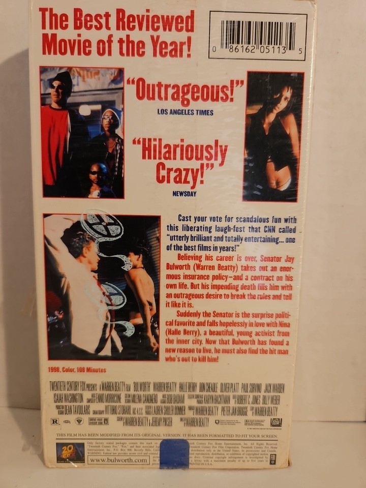 Bullworth, Warren Beatty, Vhs Comedy Movie Cassette Tape | eBay