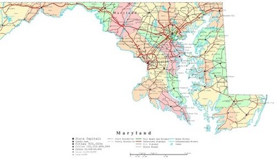 Maryland State Road Map Poster Print Baltimore East City 120 Piece ...