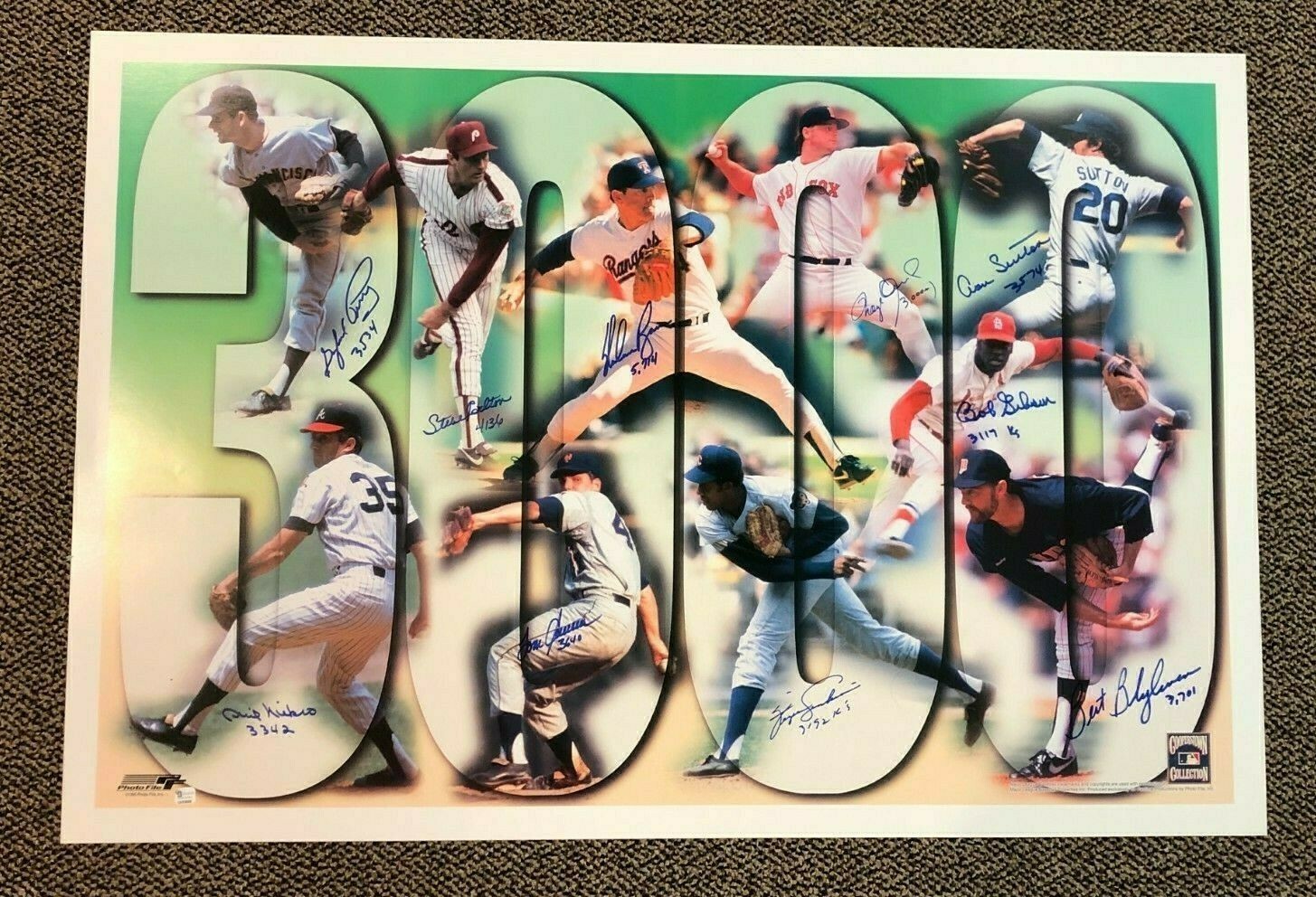 3000 STRIKEOUT PITCHERS HAND SIGNED By 10 Full Color 37" x 25" Print ...