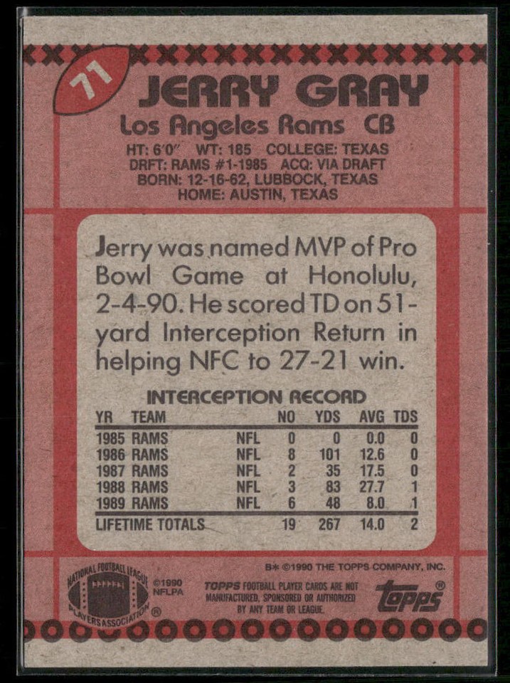 1990 Topps #71 Jerry Gray | eBay