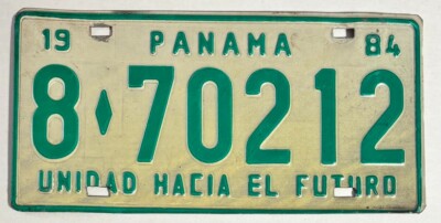 Panama 1984 License Plate # 8-70212 | eBay