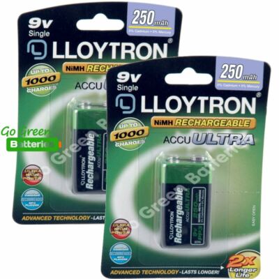 Lloytron 9V PP3 Rechargeable Battery 250 mAh NiMH 6LR6 B018 x2 | eBay UK