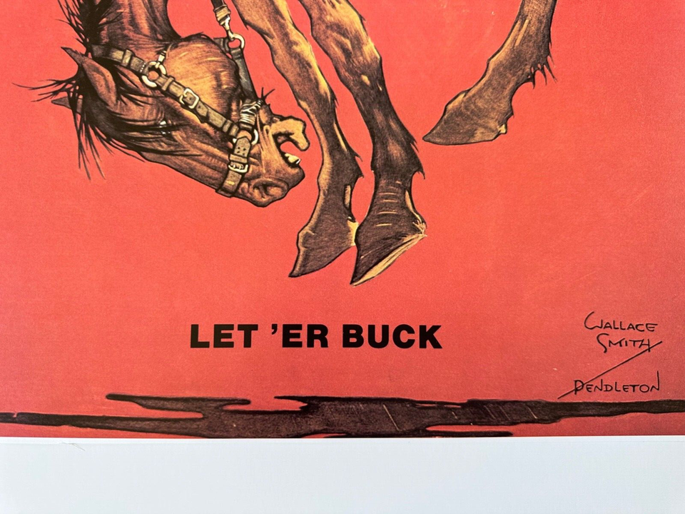 Pendleton Round Up Rodeo Let Er Buck 28x16 Poster, Vintage Style ...