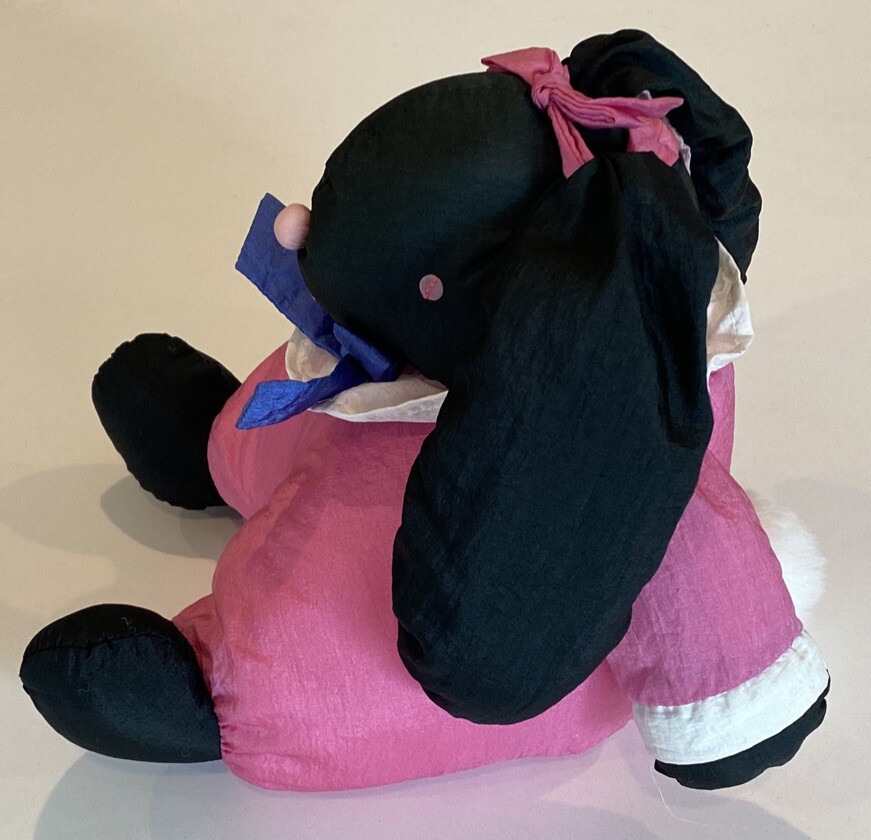 Nylon Black Easter Bunny Rabbit PLUSH Stuffed Animal Puffy Dept 56 Soft ...