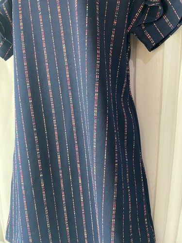 THML Womens Shift Dress Size Medium Blue Striped Aztec Ruffle Short ...