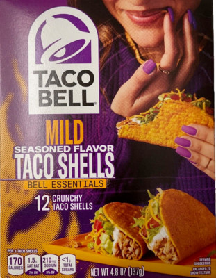 TACO BELL MILD SEASONED FLAVOR CRUNCHY TACO SHELLS , 12 ct, 4.5 oz Box ...