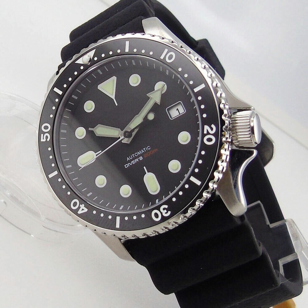 41mm Black Dial NH35A Automatic Men Watch 200m Waterproof Date Sapphire ...