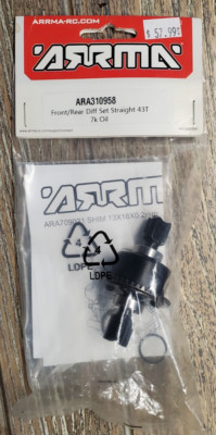 ARRMA ARA310958 Front / Rear Diff Set Straight 43T 7k Oil : Infraction ...