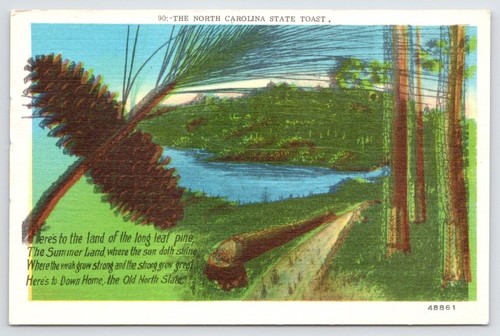 Postcard North Carolina State Toast Pine Cone Trees | eBay