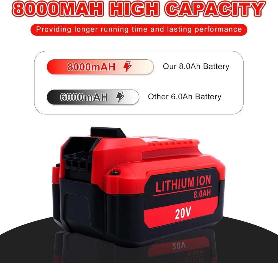 2x V20 8 Ah For Craftsman 20Volt MAX Lithium-ion Battery CMCB204 ...