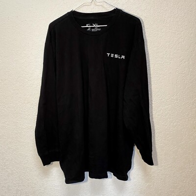 TESLA Shirt Men’s XL Long Sleeve Black T-Shirt Cotton Pullover Tee | eBay