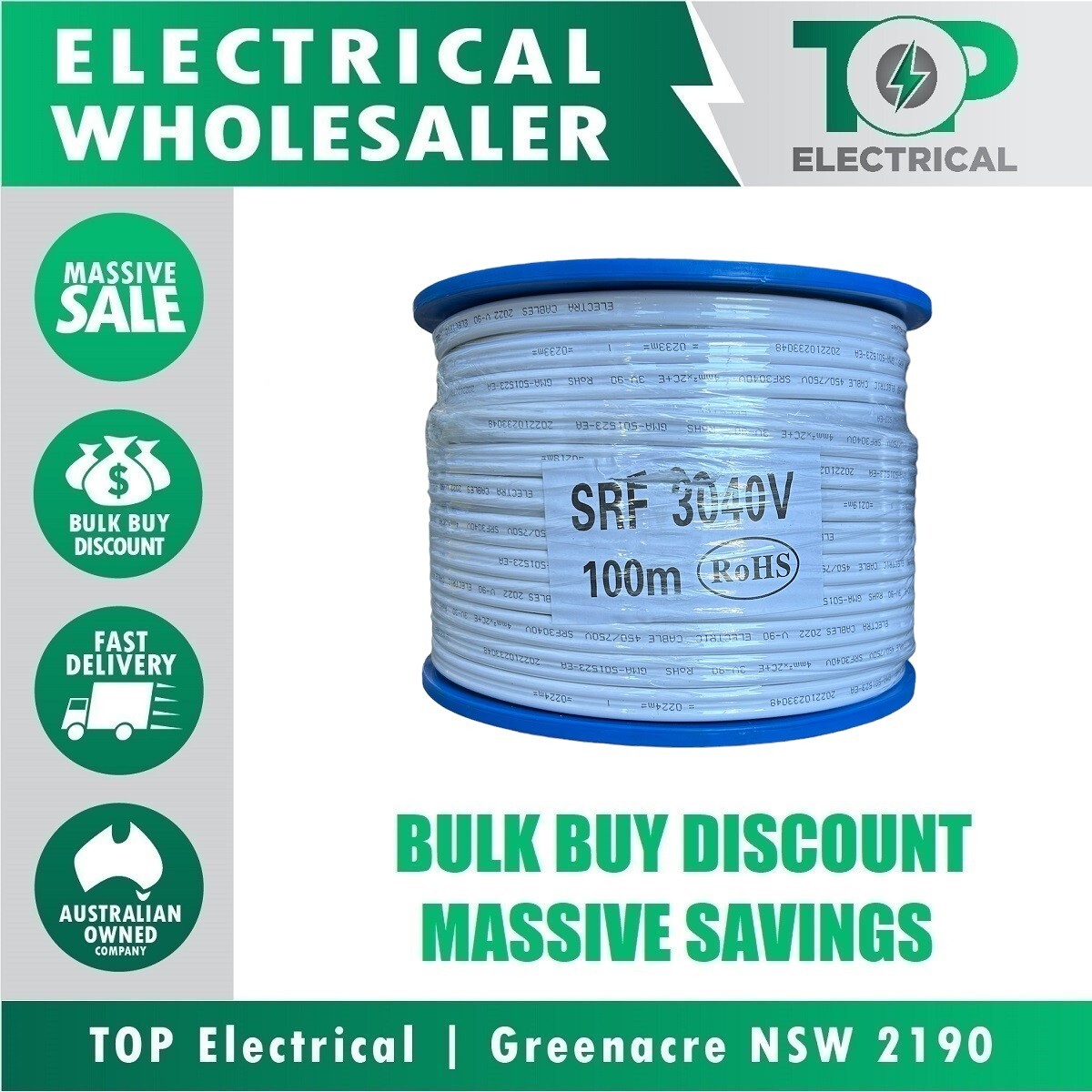 Electra Cable 4mm Twin and Earth TPS Electrical 100m Roll With Plastic ...