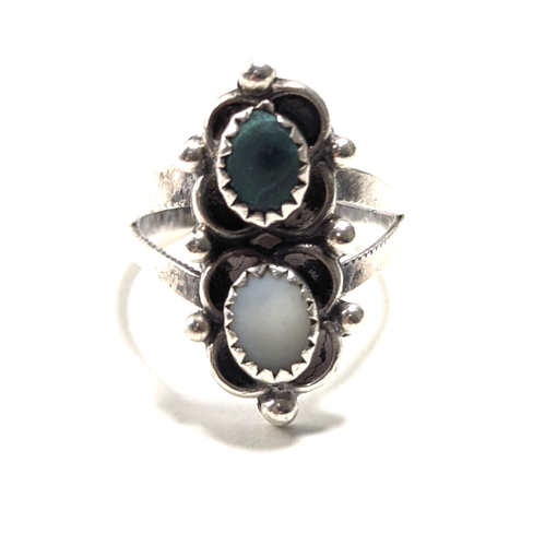 Sterling Silver 925 Turquoise Double Round Gem Native American Ring 3.3g Size 7 | eBay