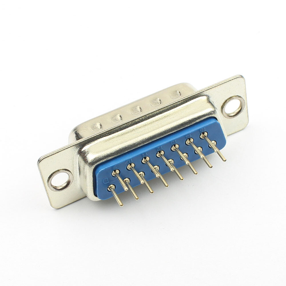 50Pcs D-SUB 15 Round Pin Male Straight Through Hole PCB Connector 2 Row ...