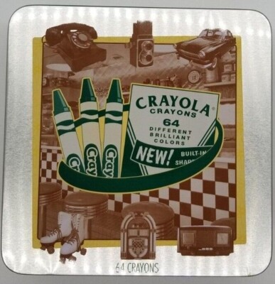 Crayola 64 Crayons Tin Box w/Built -in Sharpener 60th Anniversary ...
