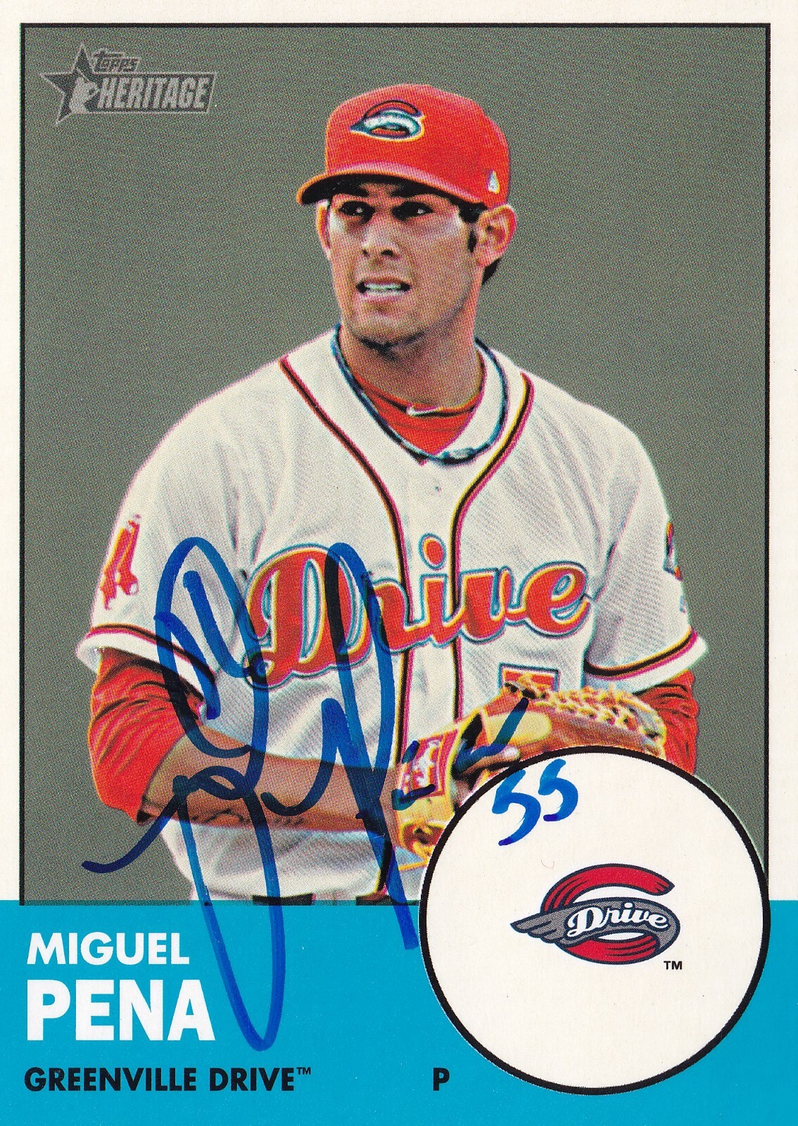 MIGUEL PENA SIGNED AUTO'D 2012 TOPPS HERITAGE MINORS CARD 65 BOSTON RED ...