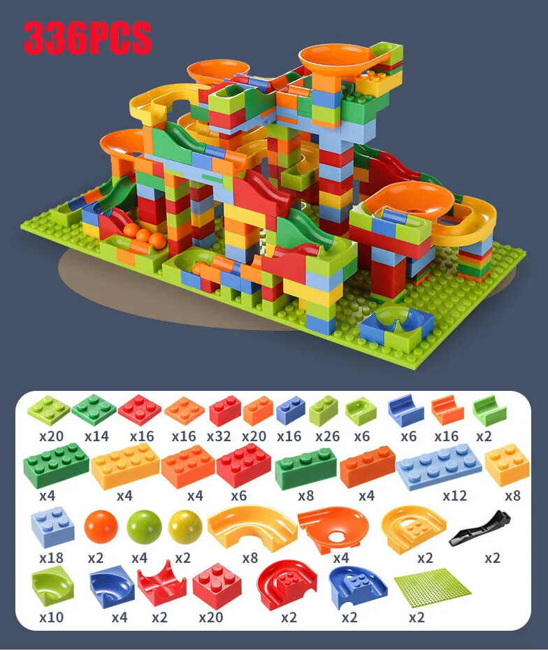 168-336PCS Marble Race Run Blocks Maze Ball Track Building Blocks ...
