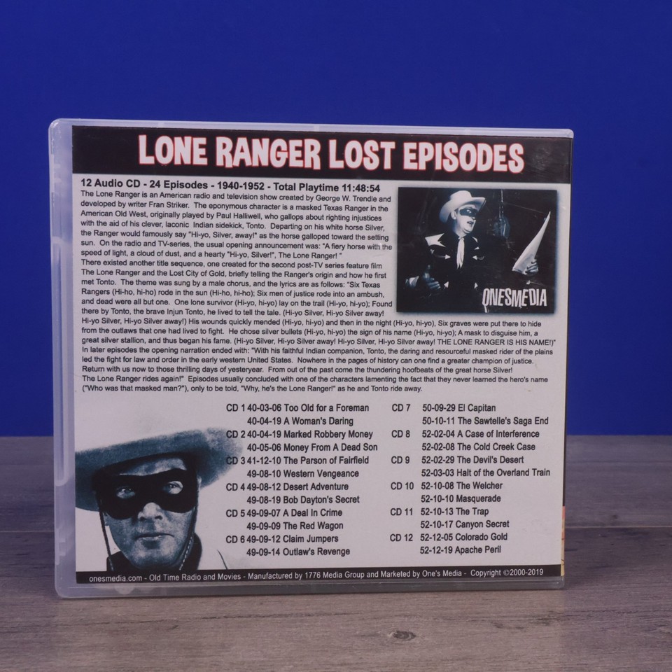 The Lone Ranger Old Time Radio Shows – 24 Episodes on 12 Audio CDs ...