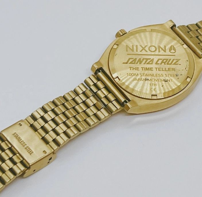 NIXON THE TIME TELLER SANTA CRUZ Display Analog Gold Watch For parts as ...
