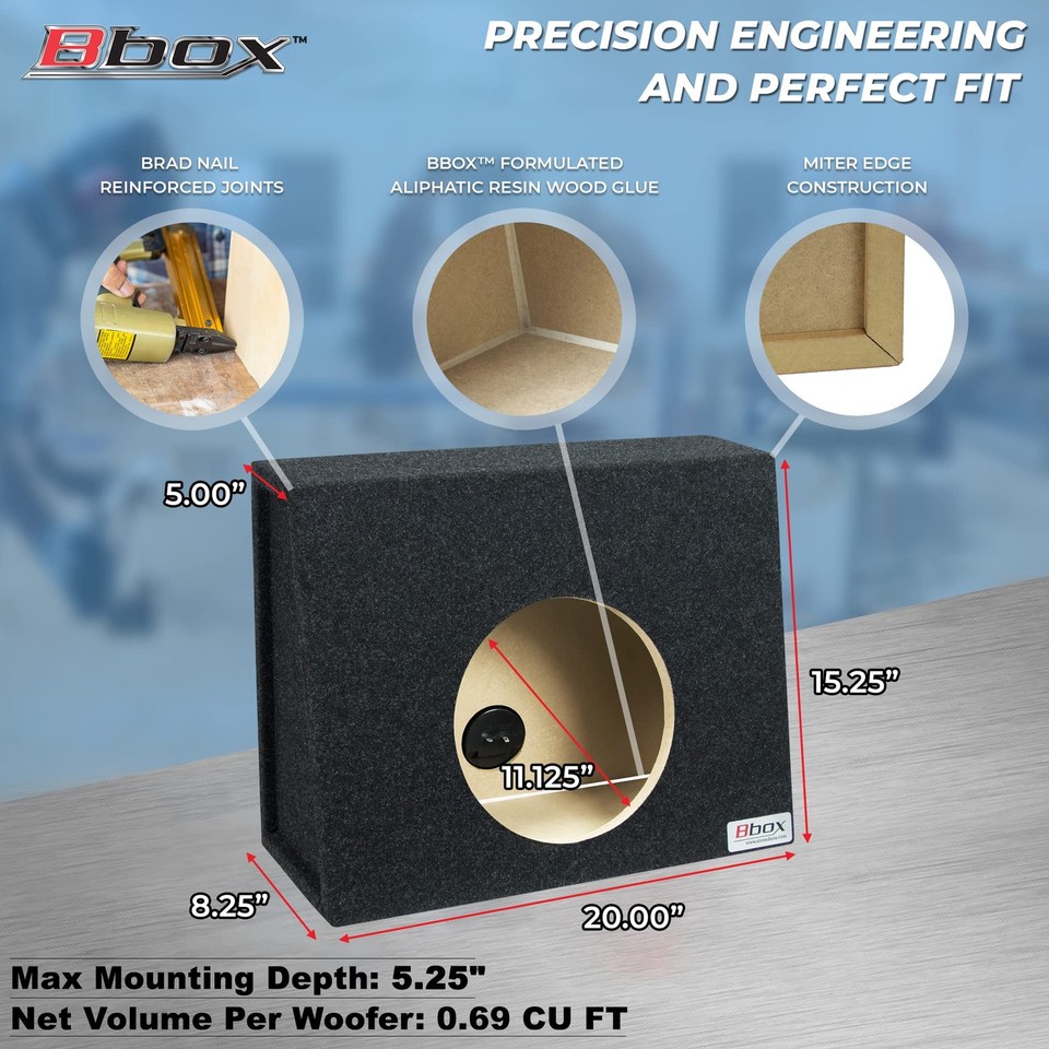 Bbox Single Sealed 12 Inch Wedge Shaped Subwoofer Enclosure - Universal ...