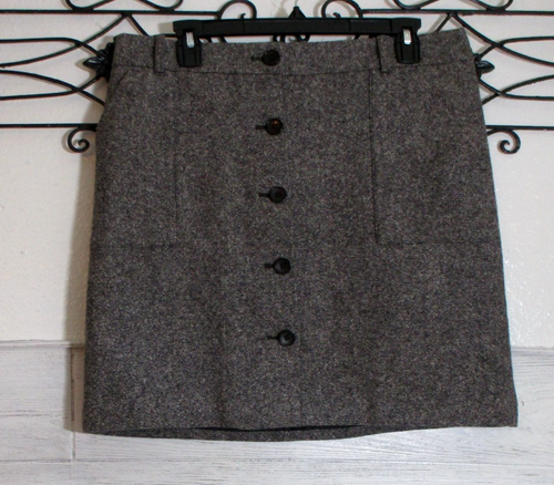 Eddie Bauer A Line Skirt Wool Blend Women's Size 8 Gray Botton Front ...