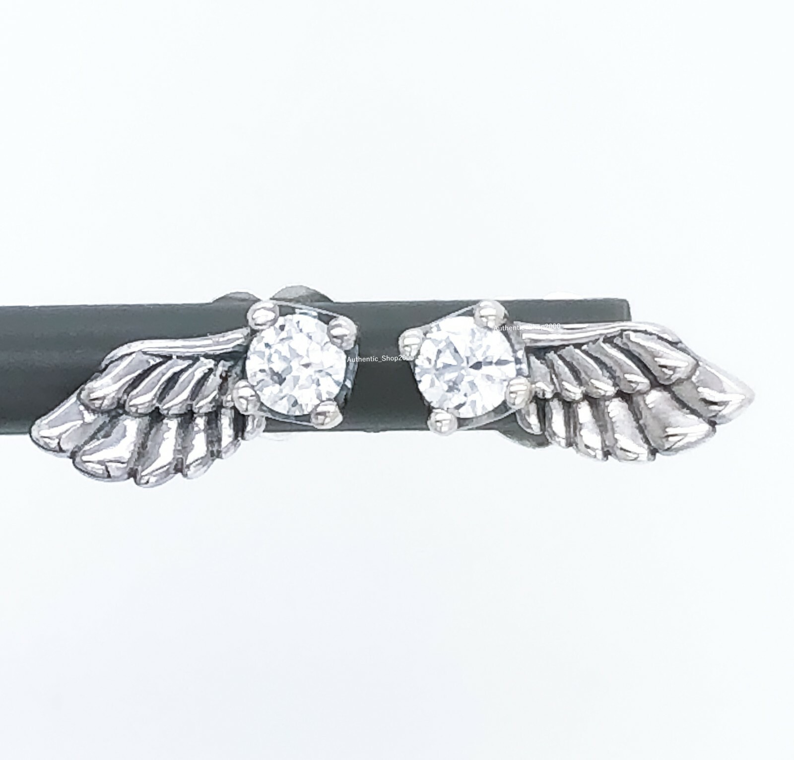 100% Authentic PANDORA 925 Silver Sparkling Angel Wing Stud Earrings ...