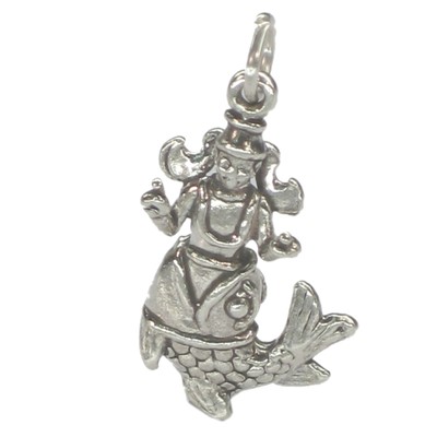 Hindu God sterling silver charm Fish god in mouth .925 x 1 Holy charms ...