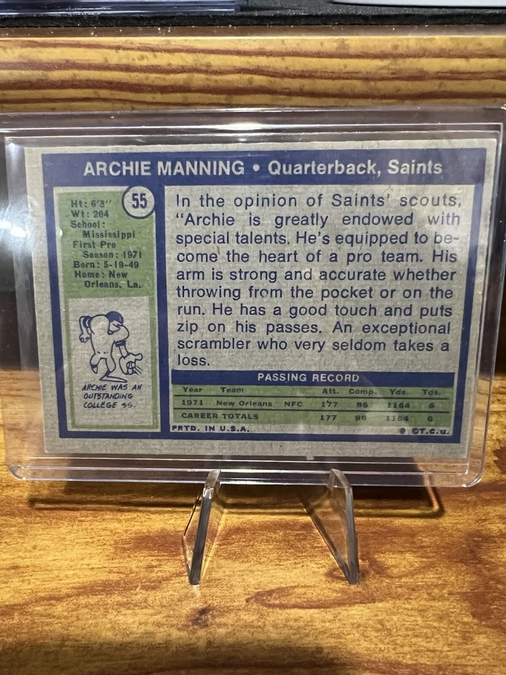 1972 TOPPS #55 ARCHIE MANNING SAINTS ROOKIE | eBay