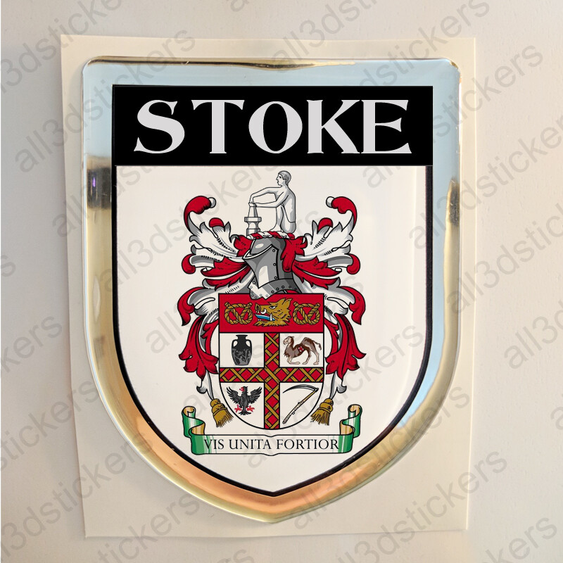 Stoke UK England Sticker Coat of Arms Resin Domed Stickers 3D Adhesive ...