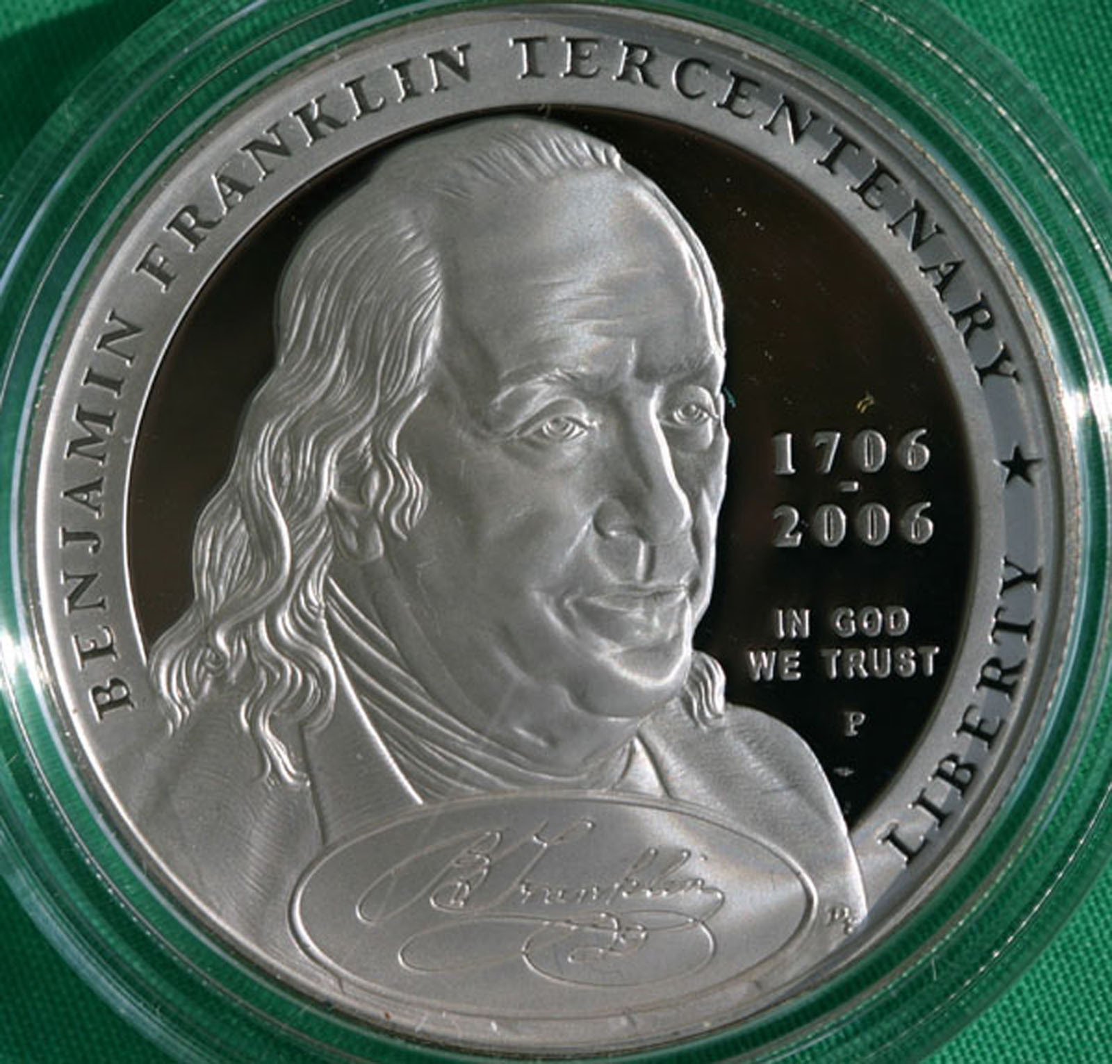 2006 P Ben Franklin Proof Silver One Dollar Founding Father $1 Coin Box ...