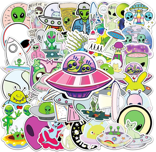 Alien Stickers, Cool UFO Sticker for Teens，Vinyl Waterproof Decals ...