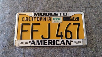 Vintage Modesto Chevrolet American Frame and 1956 License Plate..Non ...