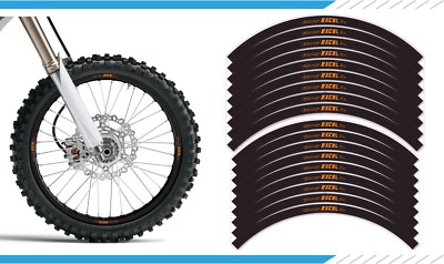 EXCEL ORANGE MOTOCROSS MX RIM DECALS GRAPHICS STICKERS 17" / 17" BLACK ...
