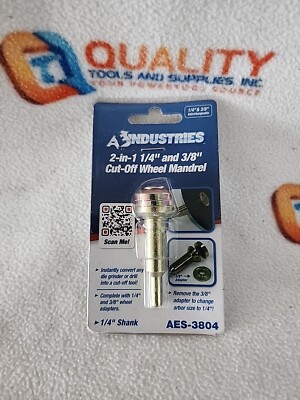 Aes Industries AES-3804 2-in-1 1/4" & 3/8" Cut-Off Wheel Mandrel with 1 ...