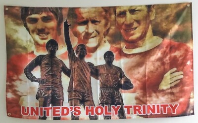 MAN UTD HOLY TRINITY FOOTBALL SUPPORTER FLAG 5x3 BEST LAW CHARLTON FREE ...
