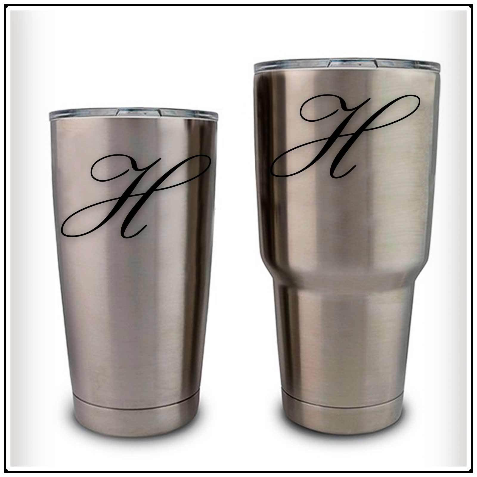 Monogram Initial Letter Decal Sticker compatible with YETI Rambler ...